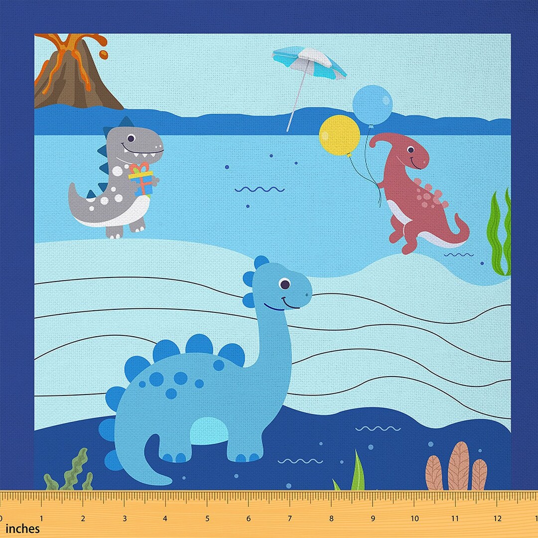 Cartoon Dinosaur Polyester Fabric by the Yard, Cute Wild Animal ...