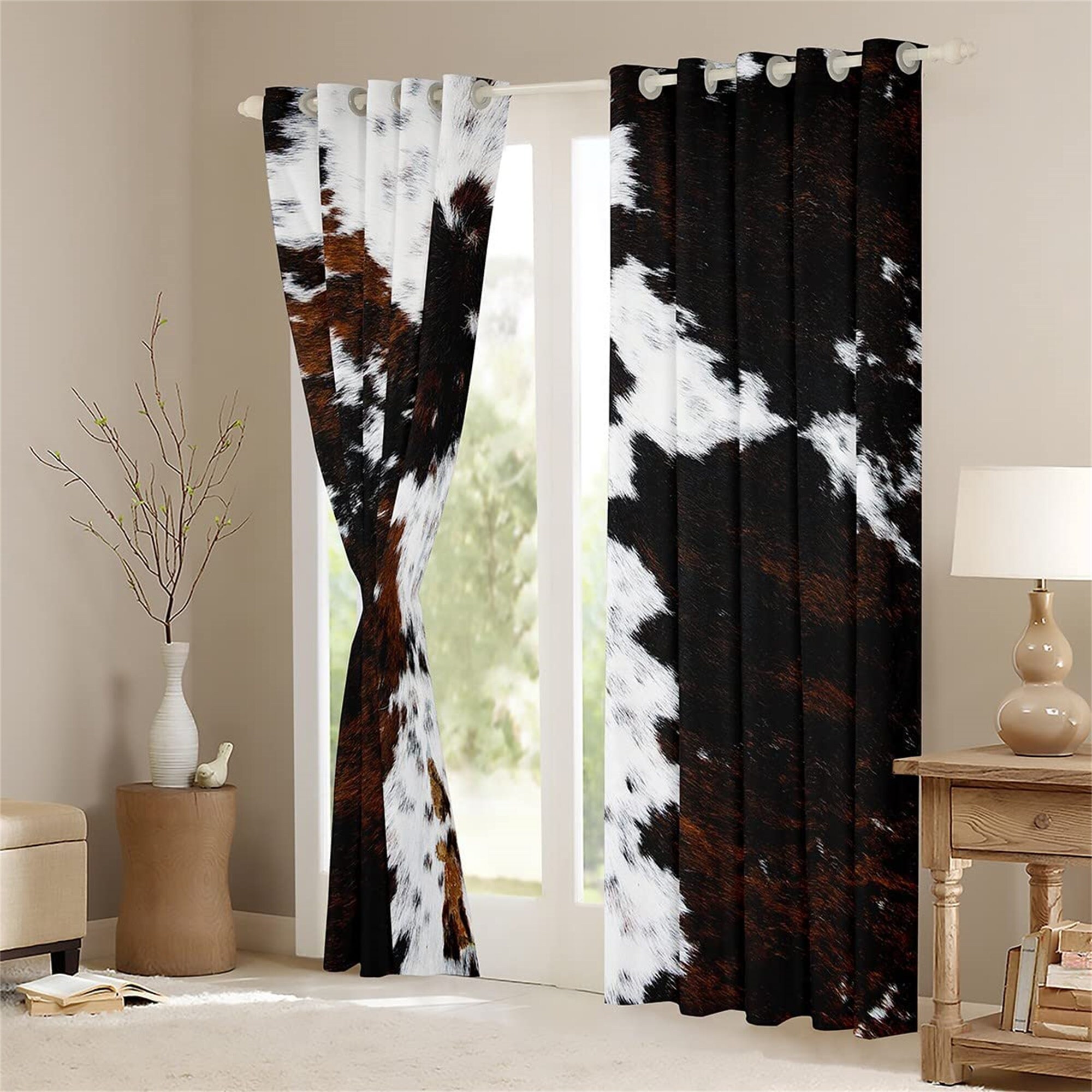 Cowhide Print not Real Handmade Curtains, Abstract Animal Skin Pattern ...