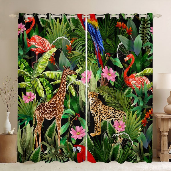 Jungle Botanical Curtains - Etsy
