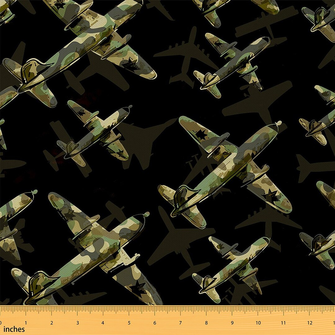 Airplane Polyester Fabric by the Yard, Military Aviation Aircraft Camo ...