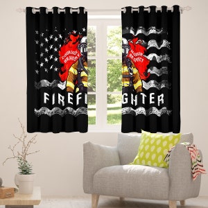 Firefighting Handmade Window Curtains Firefighter Red Flame - Etsy