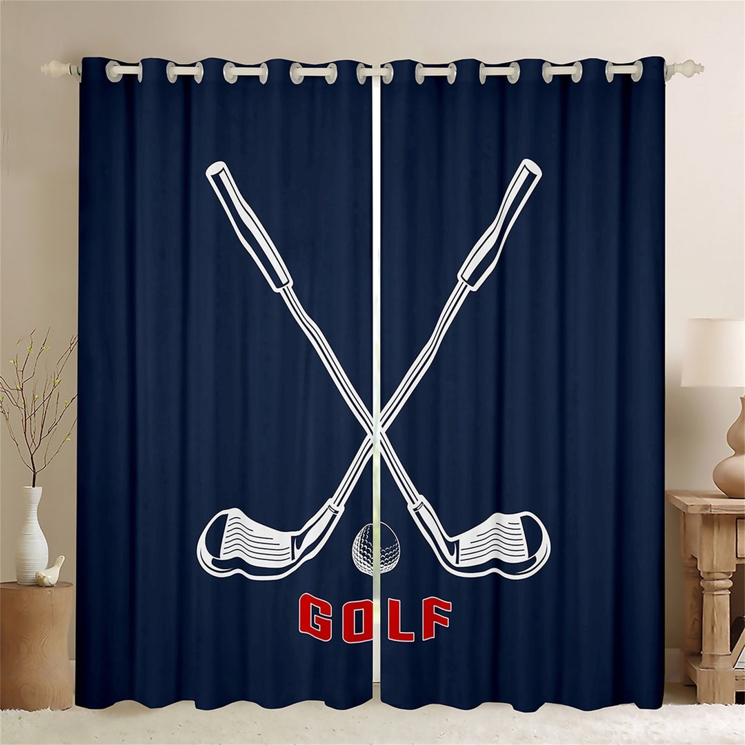 Golf Handmade Window Curtain Set, Sports Ball Game Modern Window Drapes ...