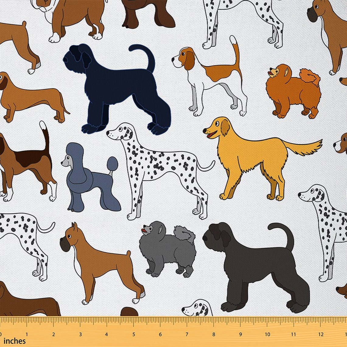 Cartoon Dogs Fabric by the Yard, Lovely Animal Puppy Pet White Fabric ...