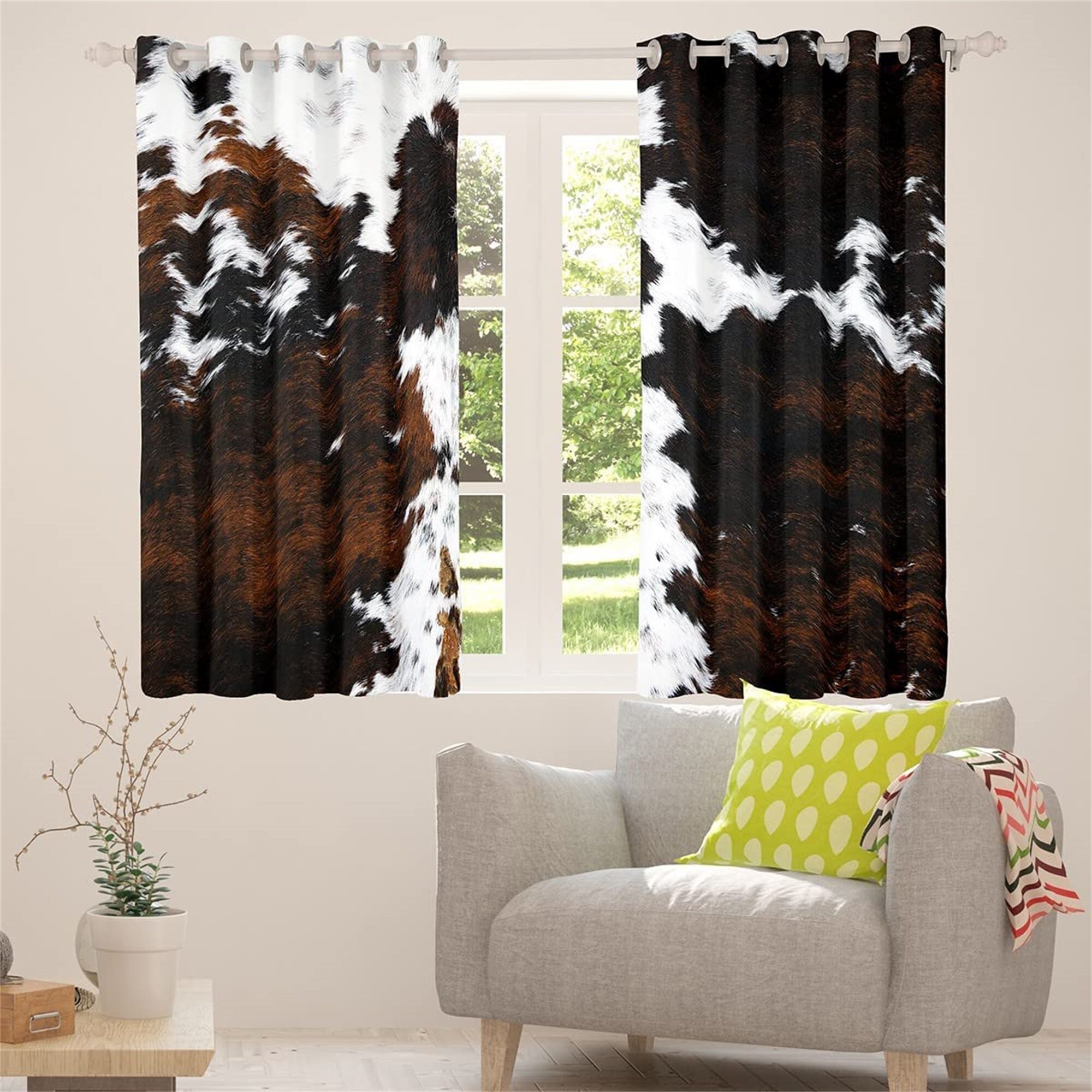 Cowhide Print not Real Handmade Curtains, Abstract Animal Skin Pattern ...