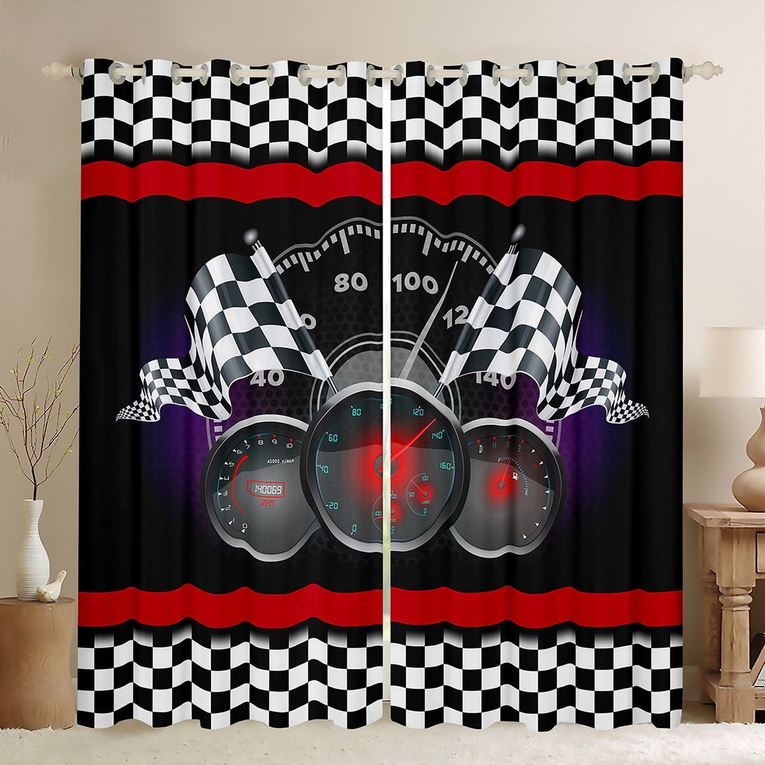 Racing Car Dashboard Window Curtain Set, Extreme Sports Competition ...
