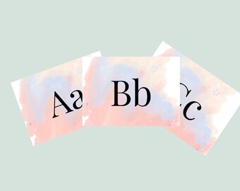 Montessori Alphabet Flashcards Printable, Watercolor ABC Flashcards ...