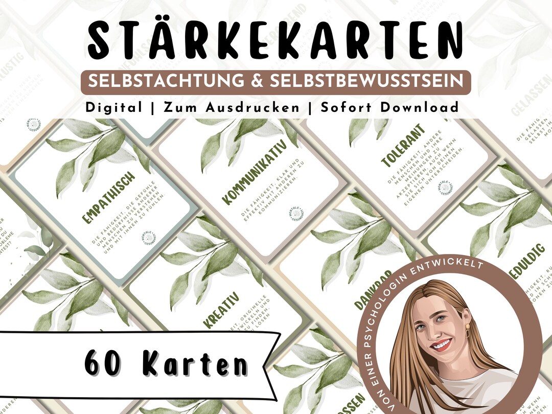 Strength Self-esteem Cards for More Self-confidence, Self-love ...