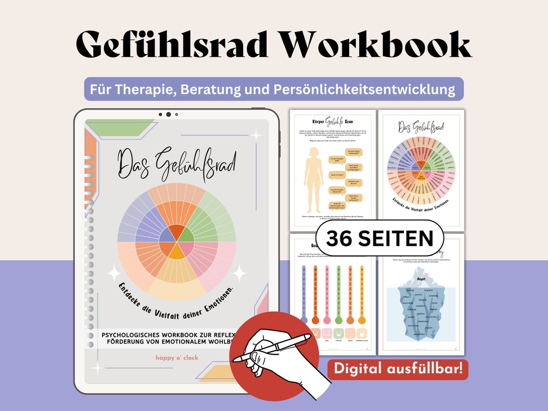 Emotion Wheel Therapy Workbook Digital Emotion Regulation Reflection ...