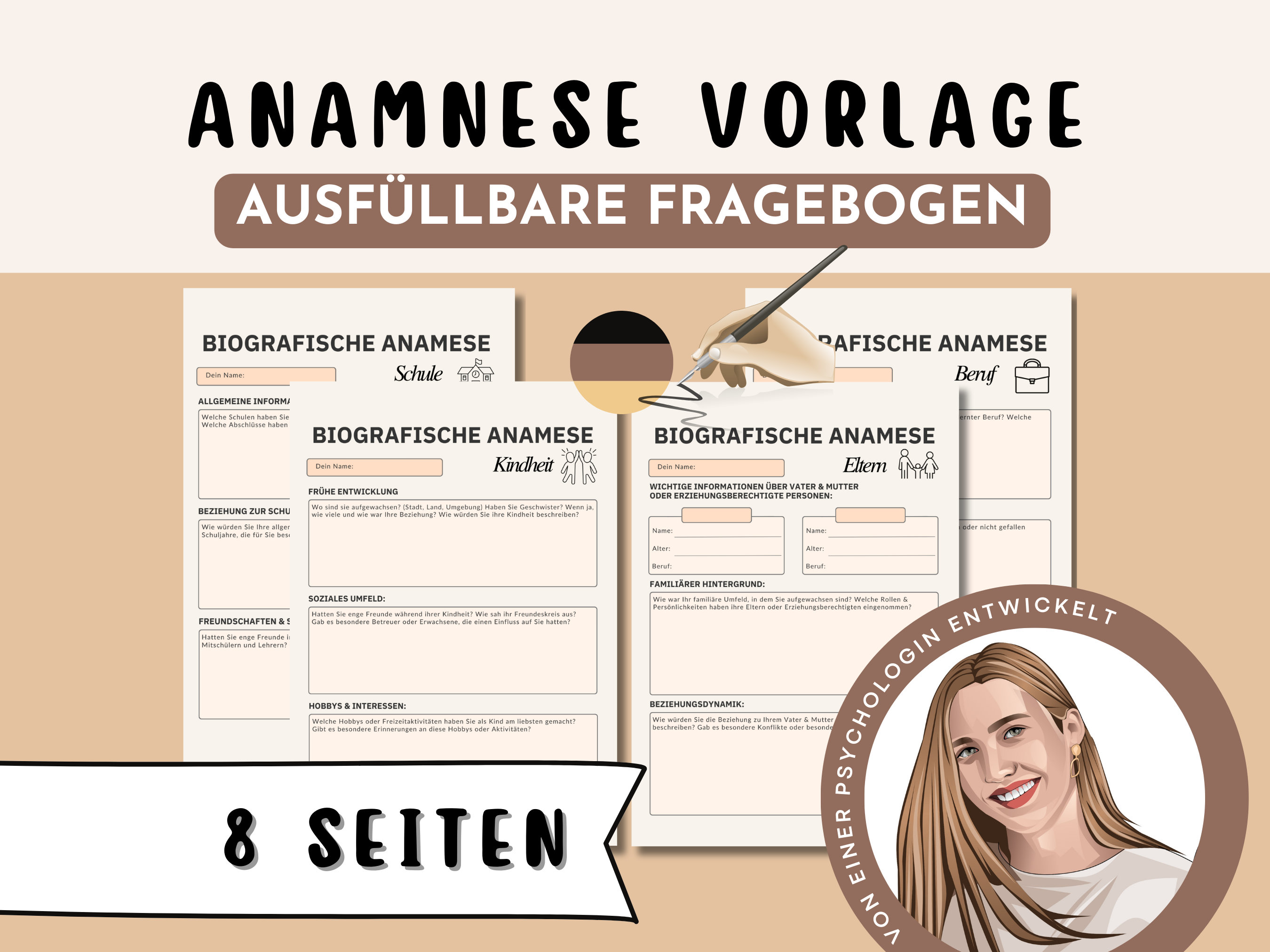 Anamnesis Questionnaire Therapy Template German for - Etsy