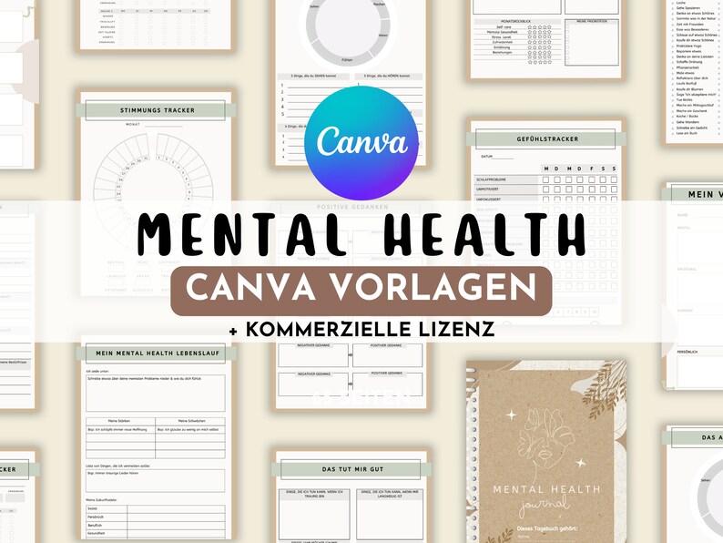 Canva Template Mental Health Journal Digital Planner German ...