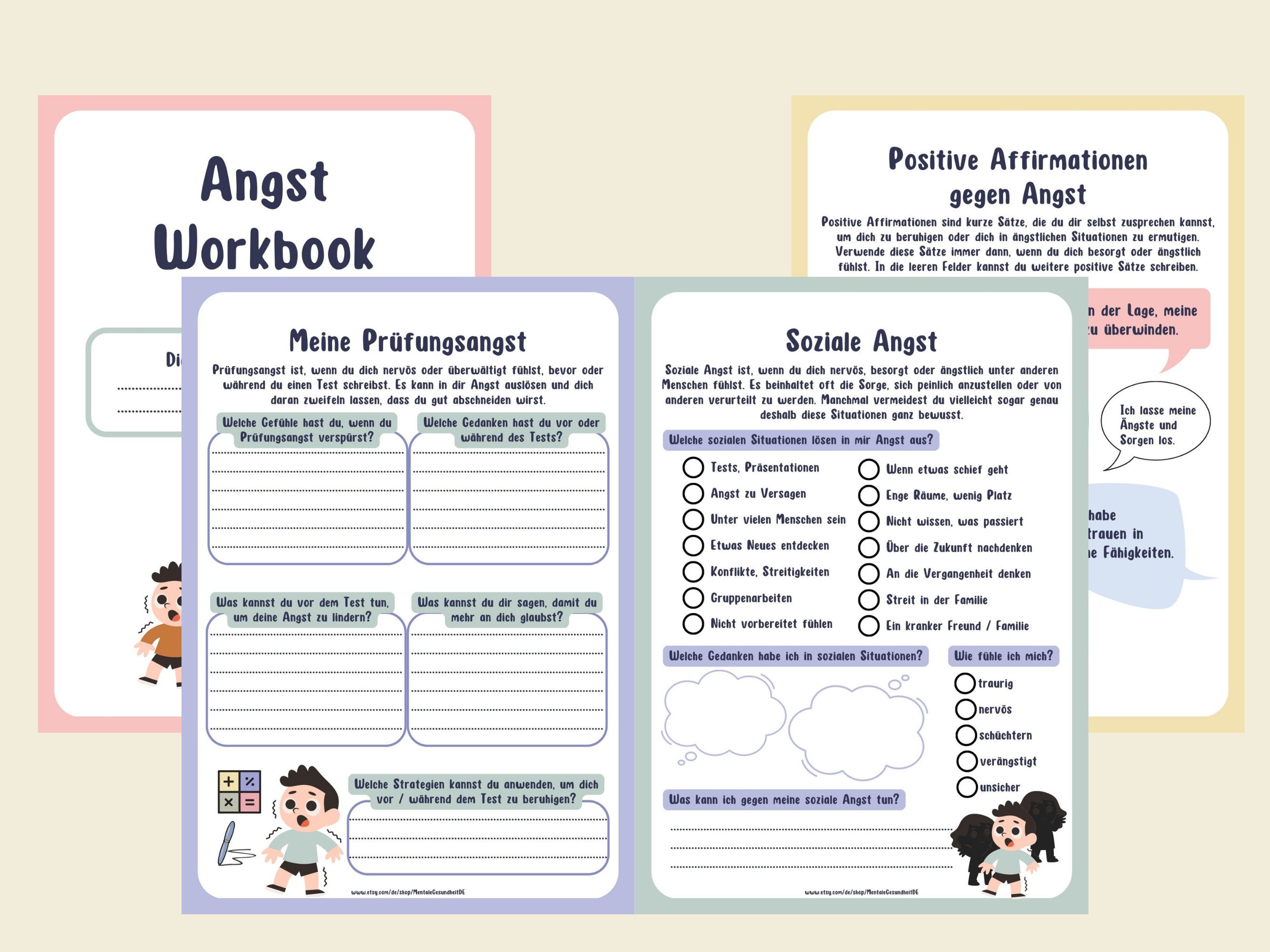 Angst Arbeitsblätter Für Kinder & Jugendliche Angststörung - Etsy Australia