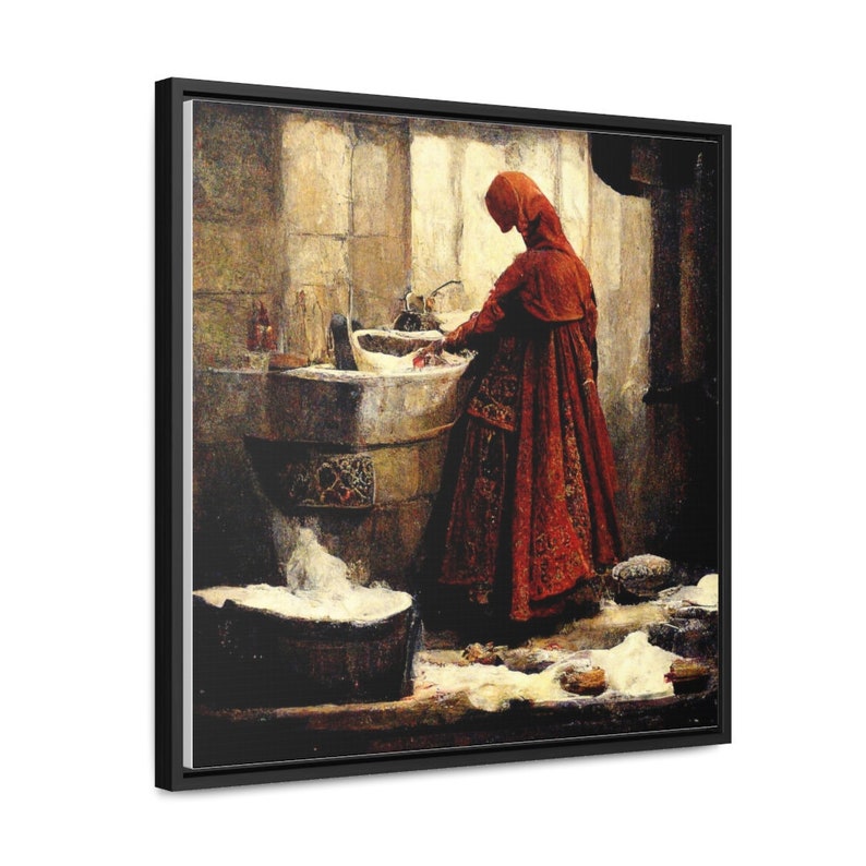 Lady Washing Clothes Medieval Art Style Painting - Etsy Australia