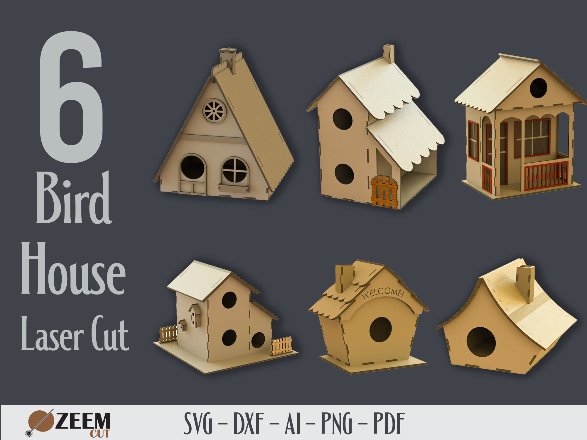 6 Bird House SVG Laser Cut Files Template for Glowforge CNC - Etsy Canada