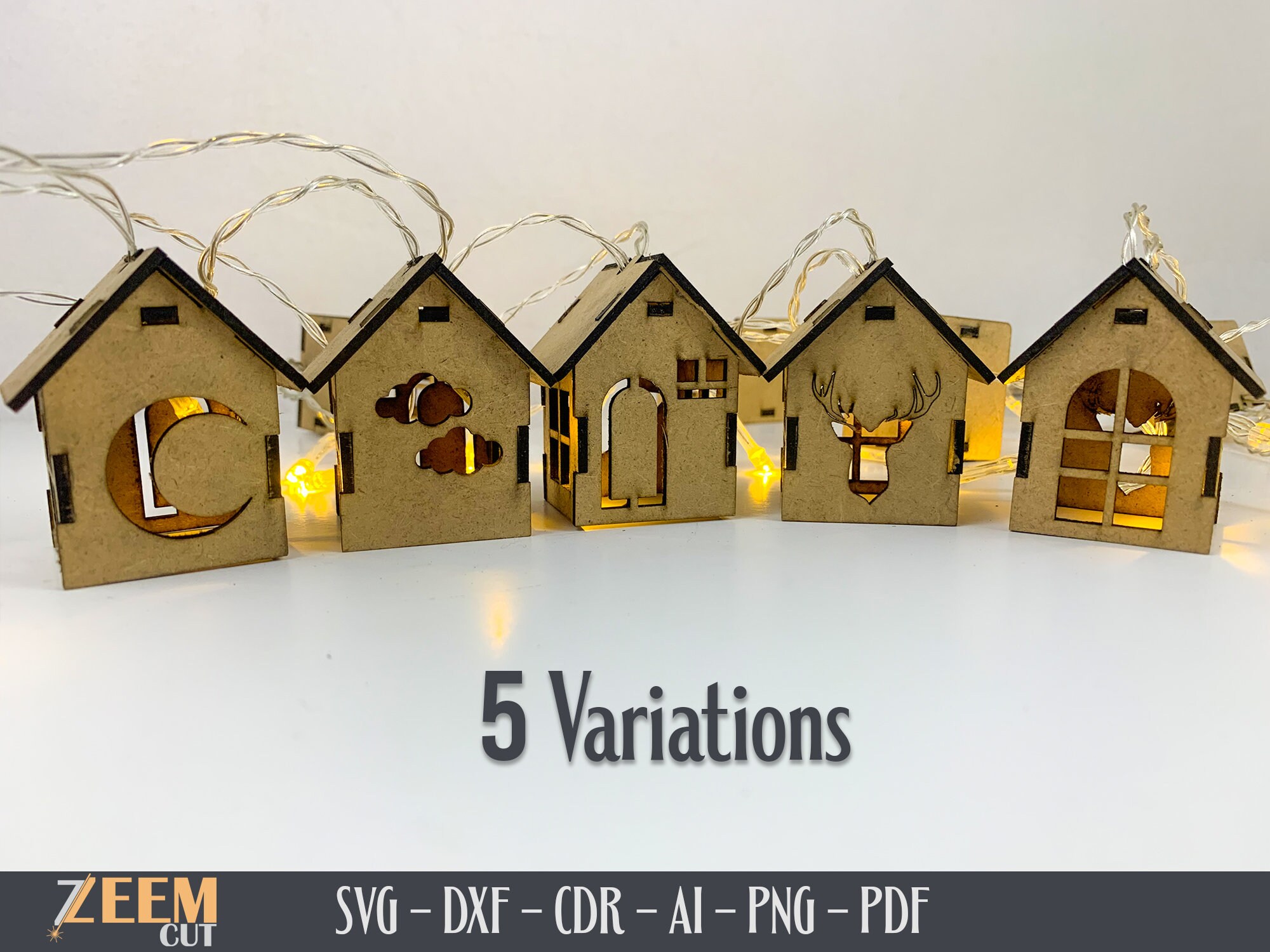 Fairy Lights House Template SVG Laser Cut File for Glowforge, and Other ...