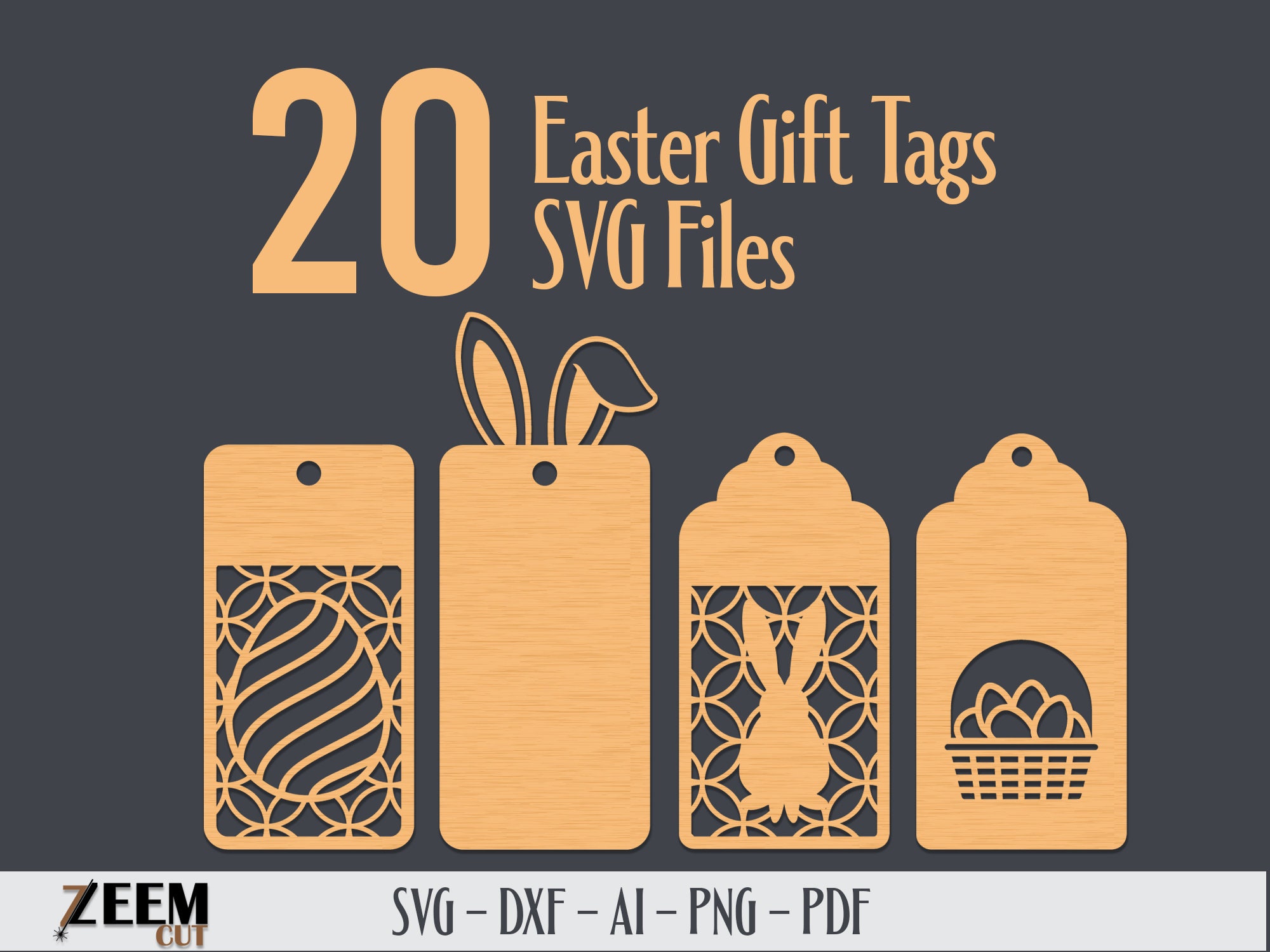 20 Easter Gift Tags Laser Cut SVG Files Template for Glowforge, and ...