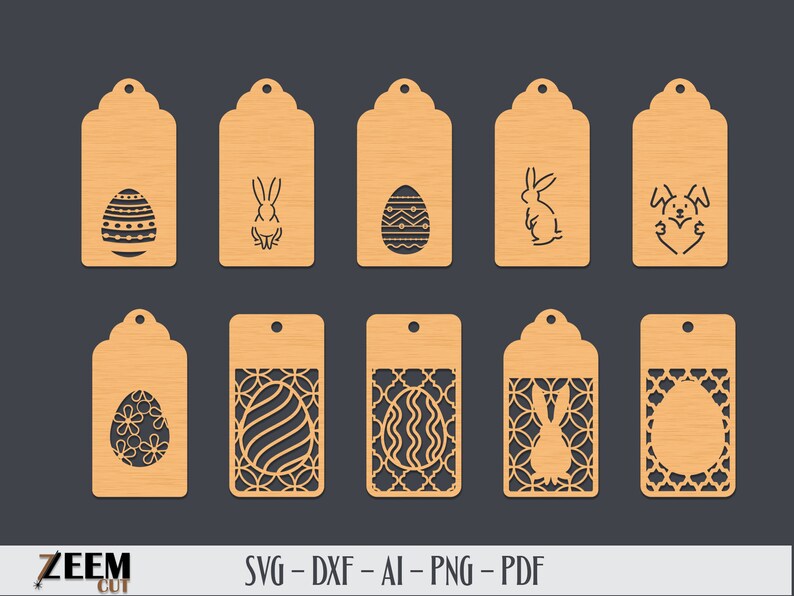 20 Easter Gift Tags Laser Cut SVG Files Template for Glowforge, and ...