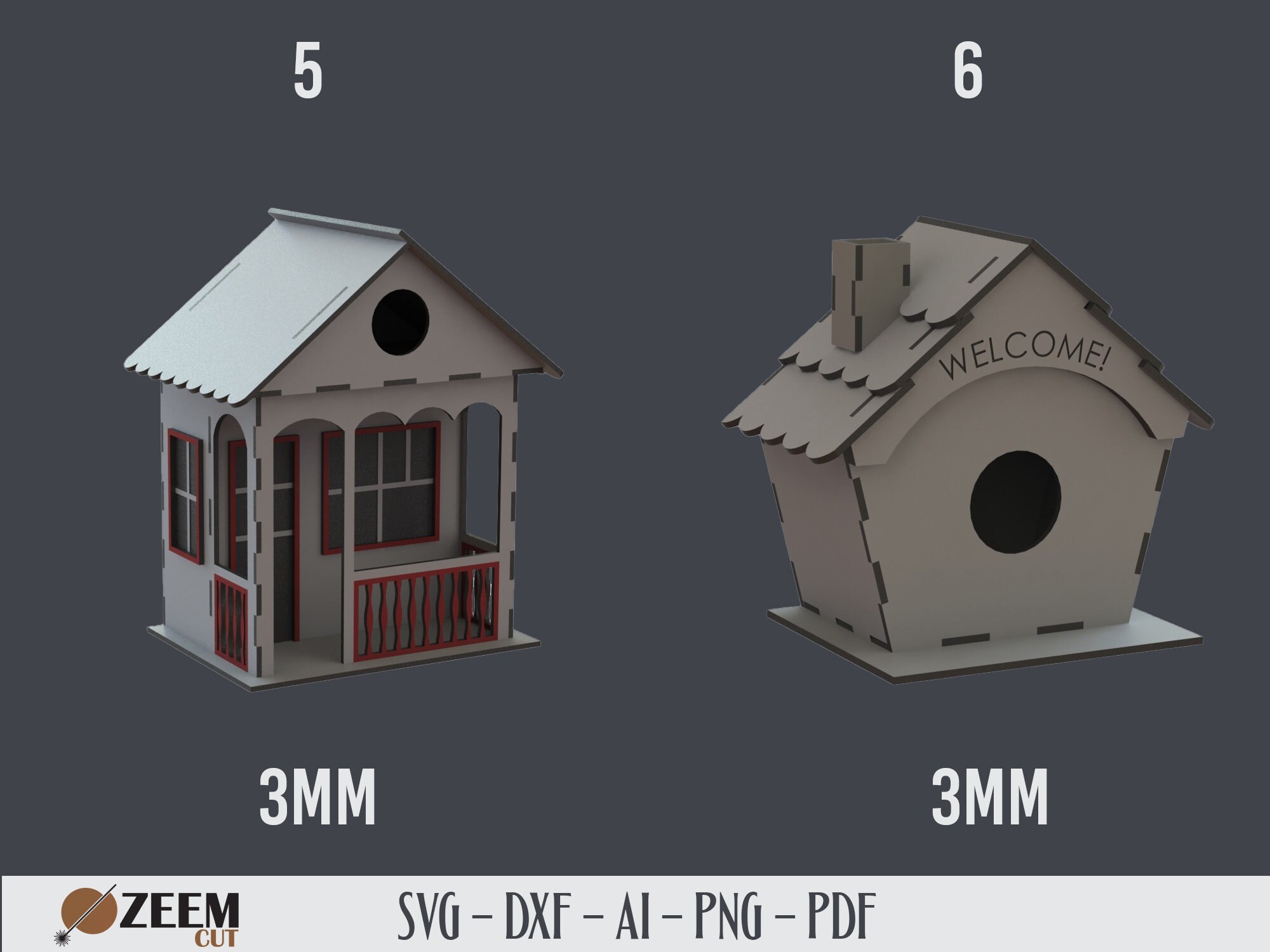 6 Bird House SVG Laser Cut Files Template for Glowforge CNC - Etsy Canada