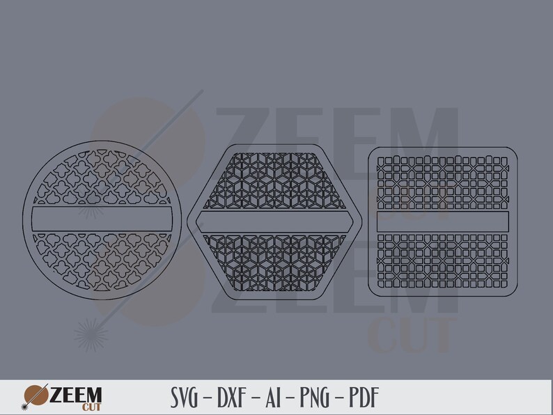 Personalized Monogram Coasters Laser Cut SVG Files Template for ...