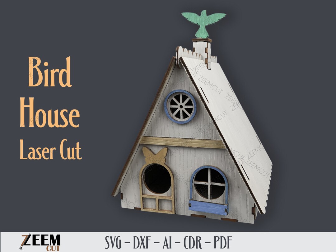Bird House SVG Laser Cut Files Template for Glowforge, CNC Routing et ...