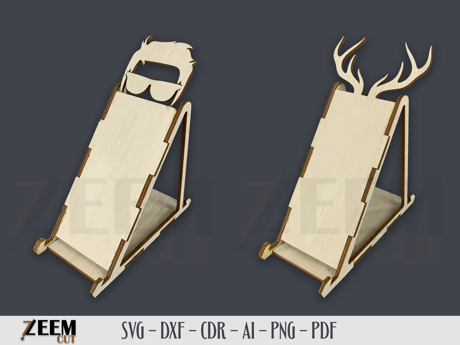 2 Phone Stand Holder Laser Cut SVG Files Template for Glowforge, CNC ...