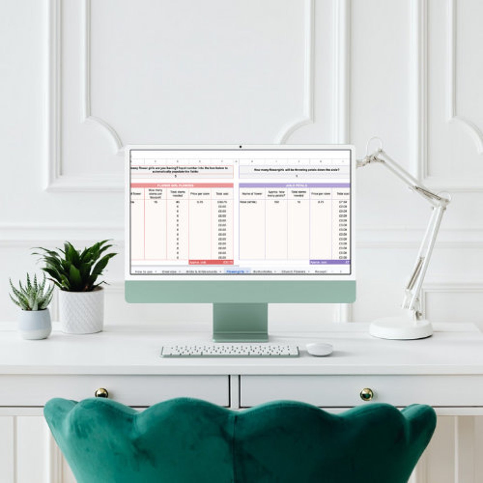 Wedding Flowers Planner Spreadsheet for DIY Brides - Automatic Budget ...