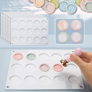 Wax Seal Silicone Mat Mould, 15 Cavities, Wax Seals Stamp Mold, Round ...