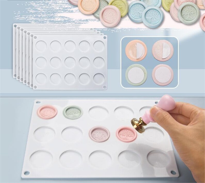 Wax Seal Silicone Mat Mould, 15 Cavities, Wax Seals Stamp Mold, Round ...