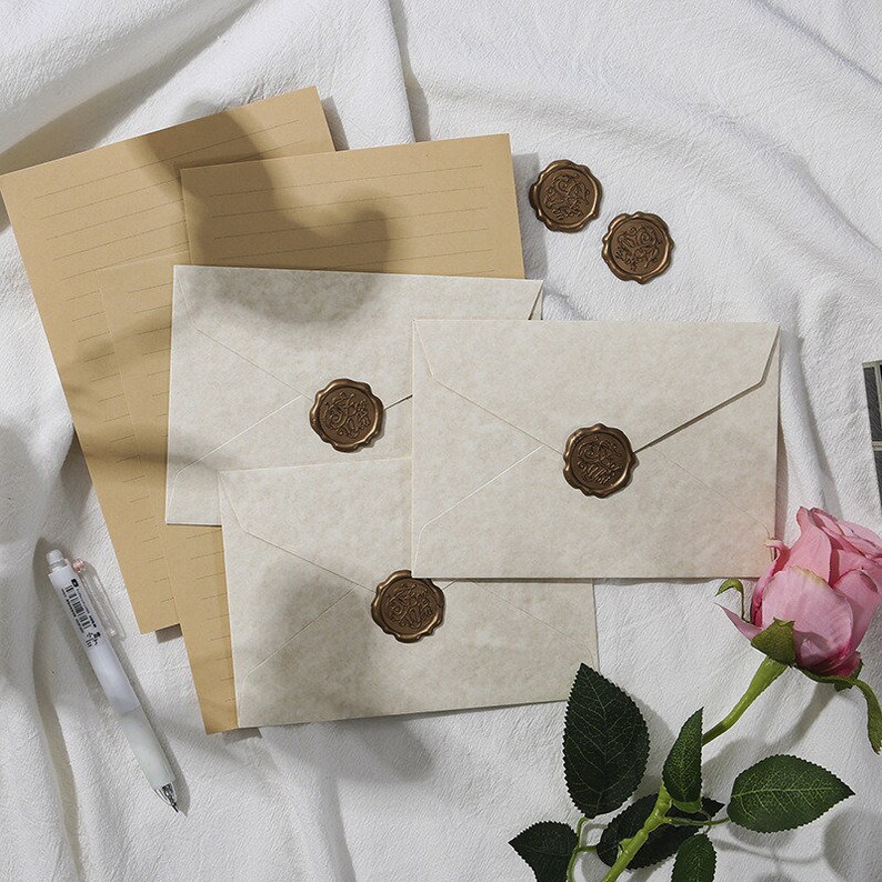 Sheep Parchment Envelope Letter Set With Lacquer Seal Romantic Retro ...