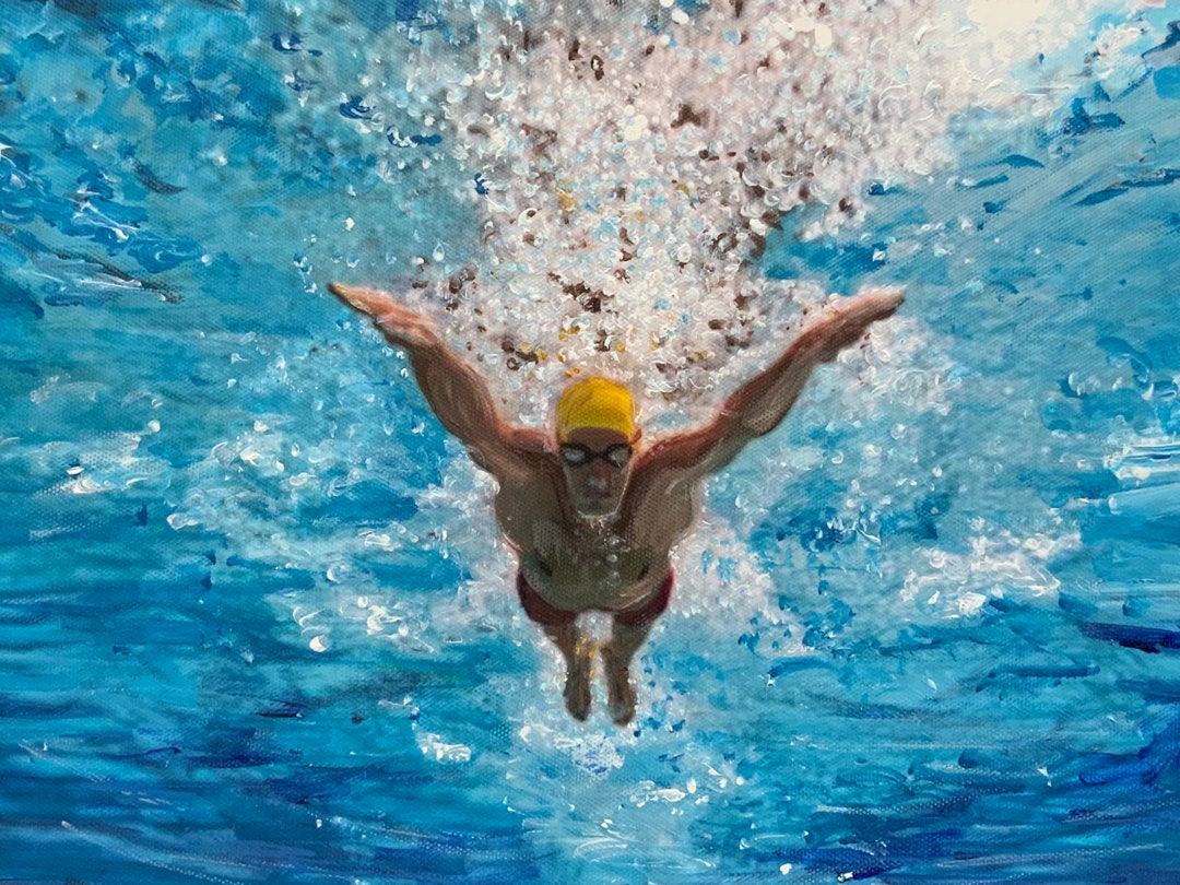 Original Swimmer Acrylic Painting Sports Swimming Art Home Decor - Etsy