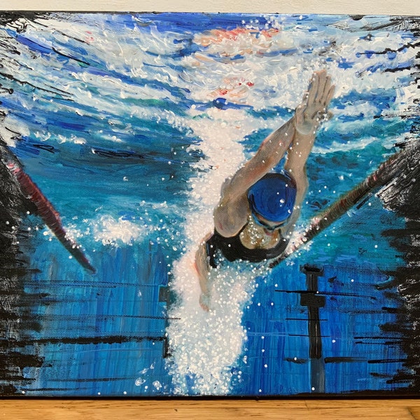 Swimmer Painting - Etsy