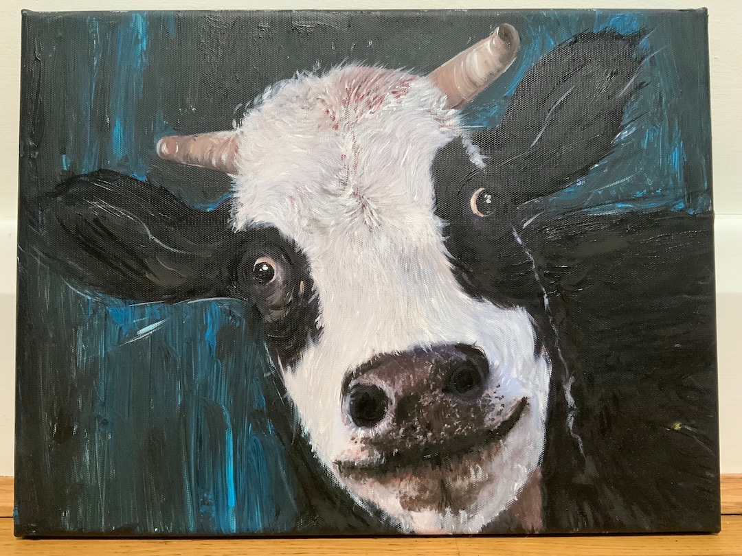 Acrylic Painting Original Cow Gift Art Animal Lover Pet Home Decor - Etsy