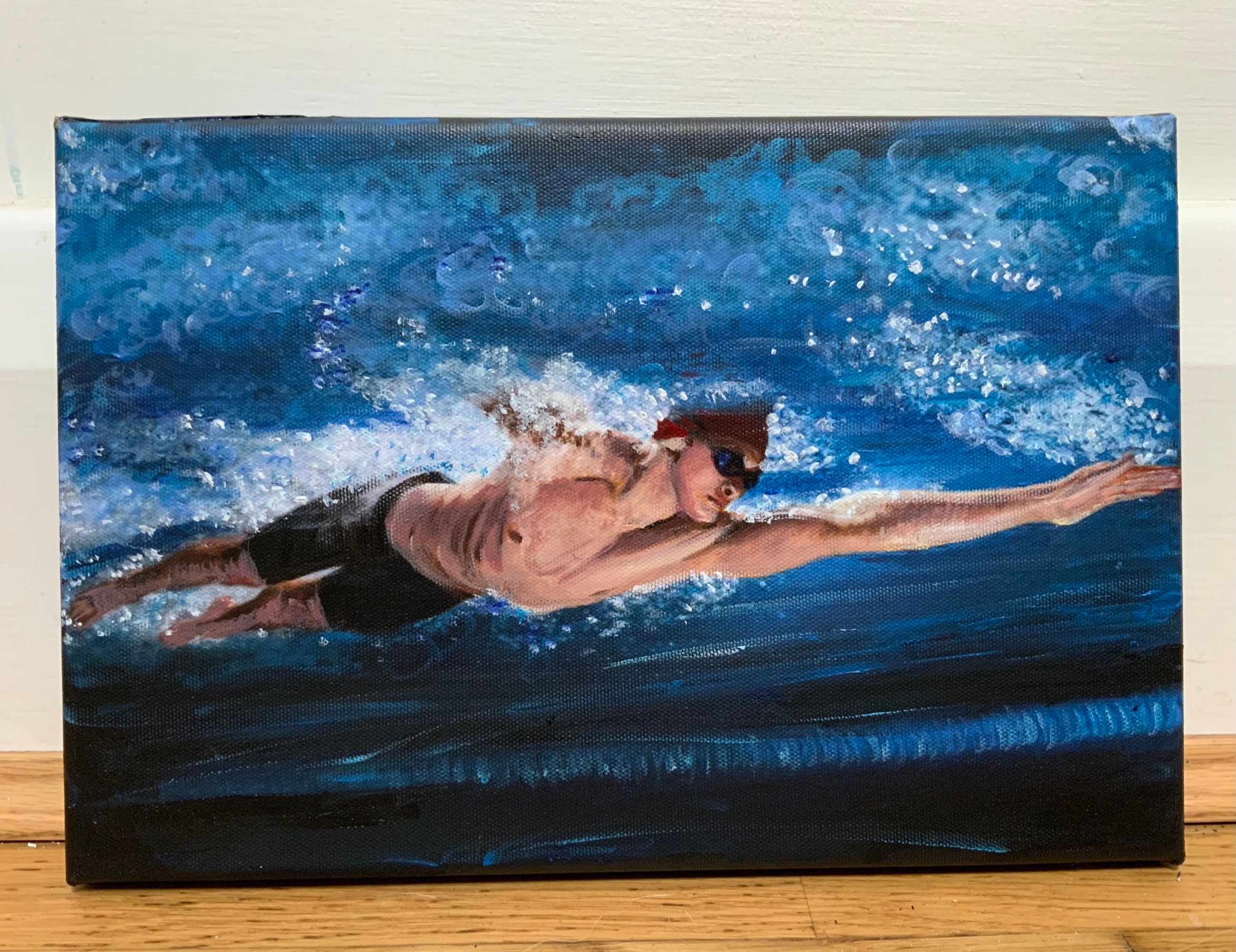 Original Swimmer Acrylic Painting Sports Swimming Art Home Decor - Etsy