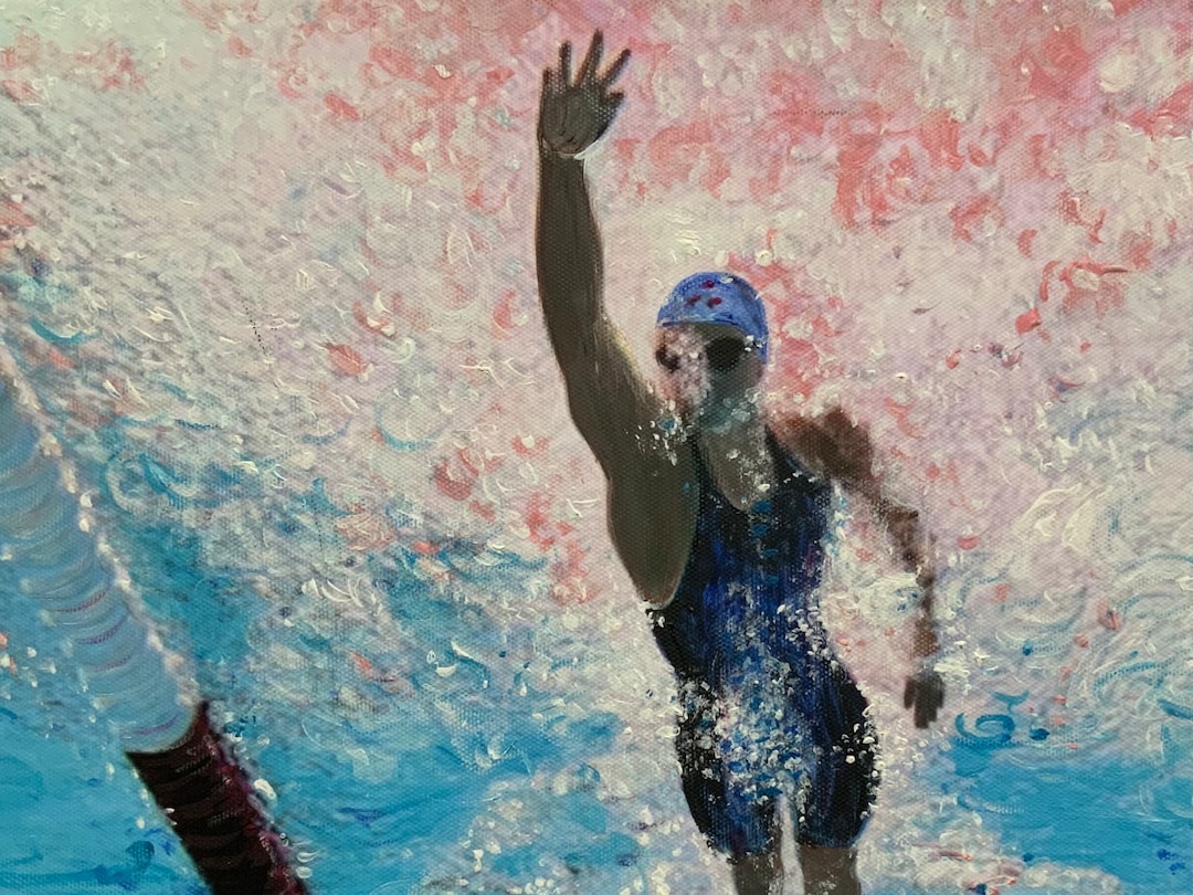 Original Swimmer Acrylic Painting Sports Swimming Art Home Decor - Etsy