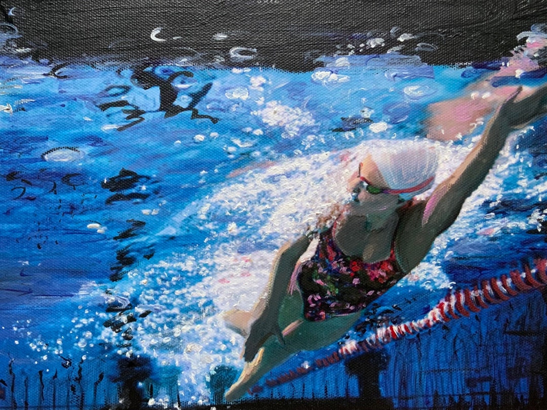 Original Swimmer Acrylic Painting Sports Swimming Art Home Decor - Etsy