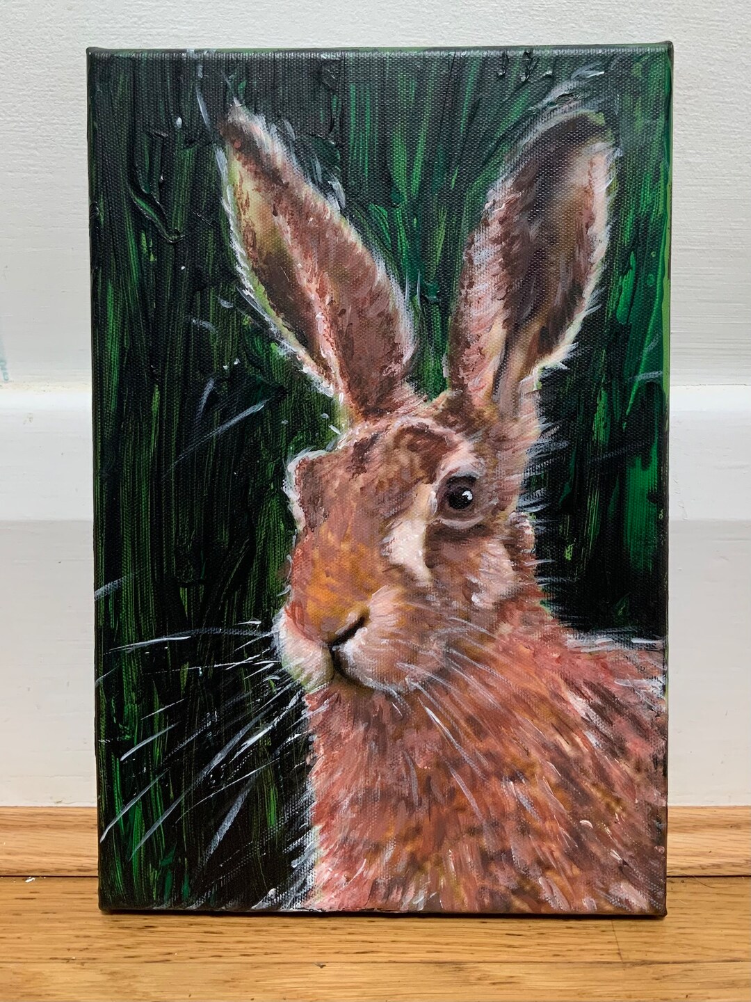 Acrylic Original Rabbit Acrylic Painting Gift Art Animal Lover Pet Home ...