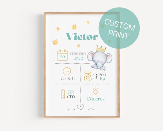Birth Details Poster/ Nursery Printable Wall Art/ Custom - Etsy