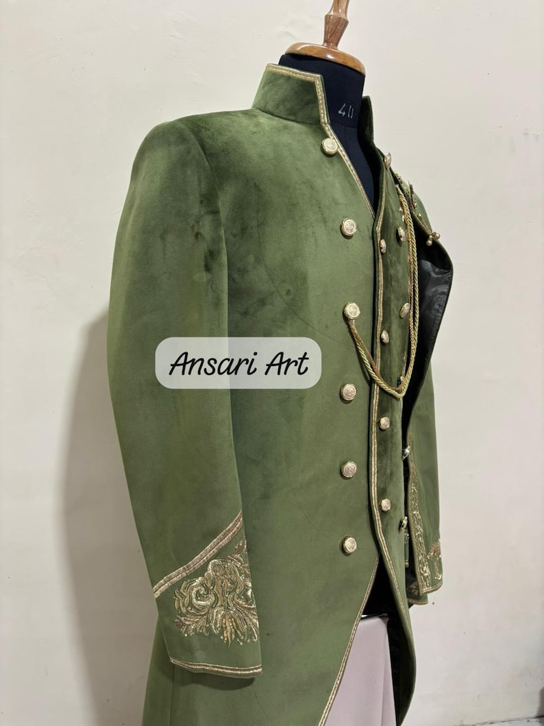 Regal Red Velvet Military Jacket, Silver Embroidered Cosplay Coat ...
