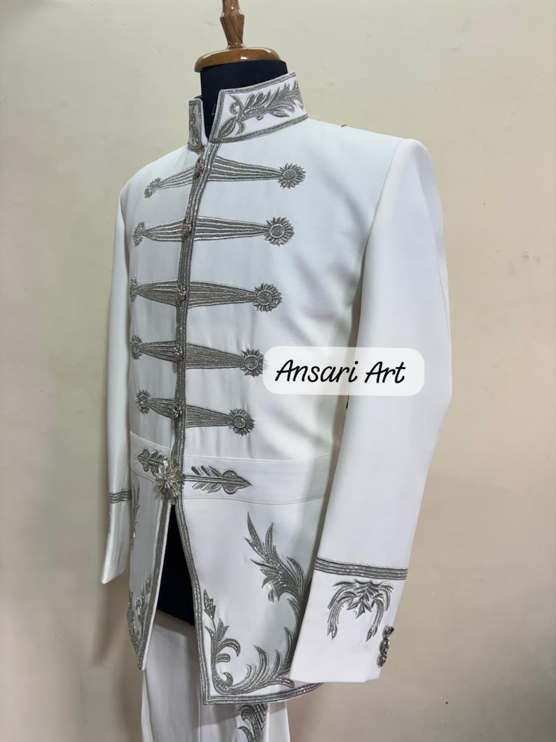 Men Gothic Prince Costume. Black Velvet Gold Embroidered Military Tunic ...