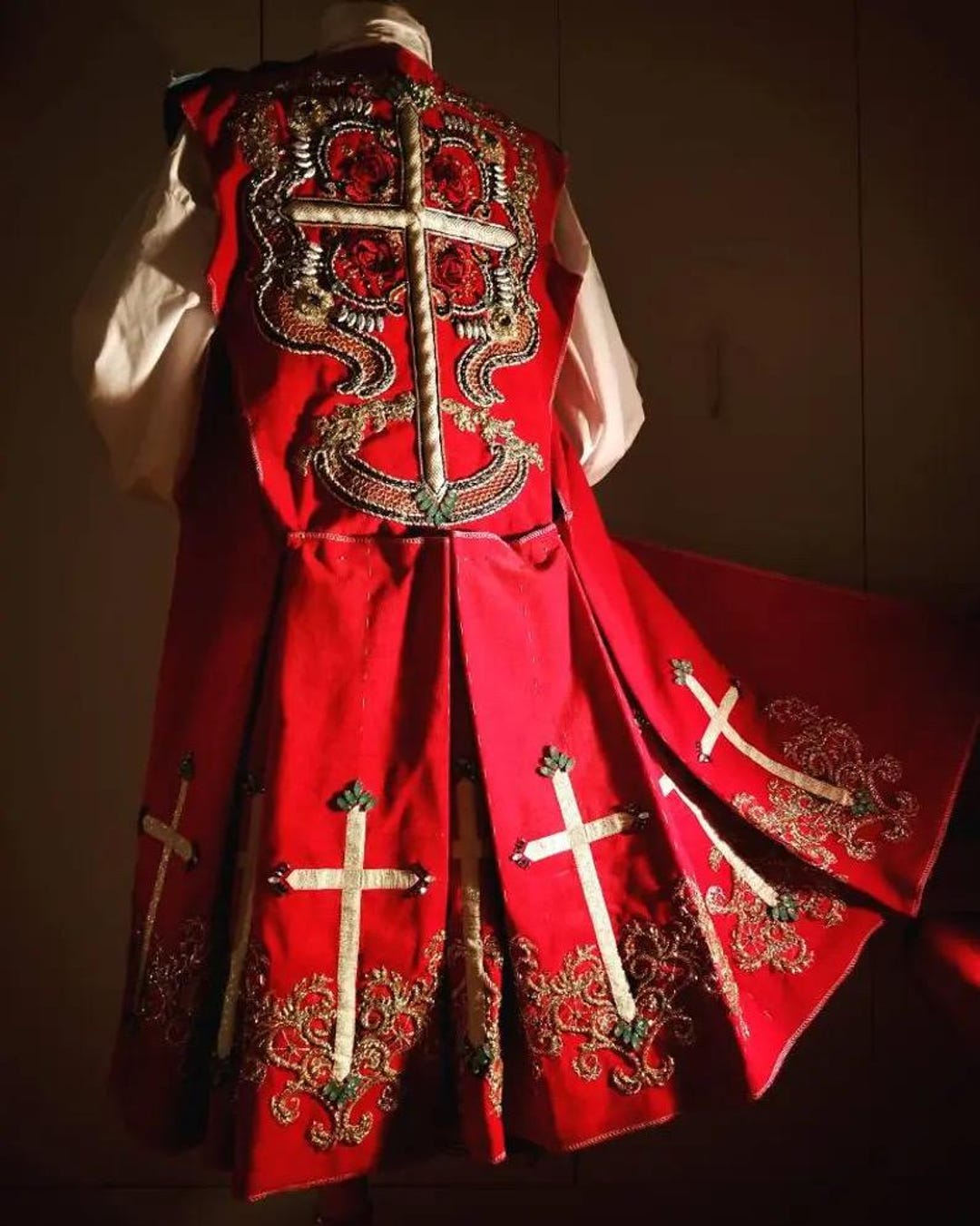Men's Red Velvet Rococo Suit: Gold Embroidered Baroque Costume - Etsy