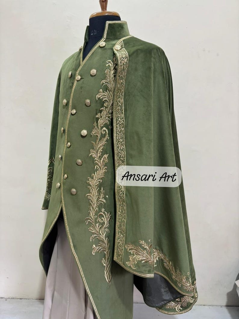 Regal Red Velvet Military Jacket, Silver Embroidered Cosplay Coat ...