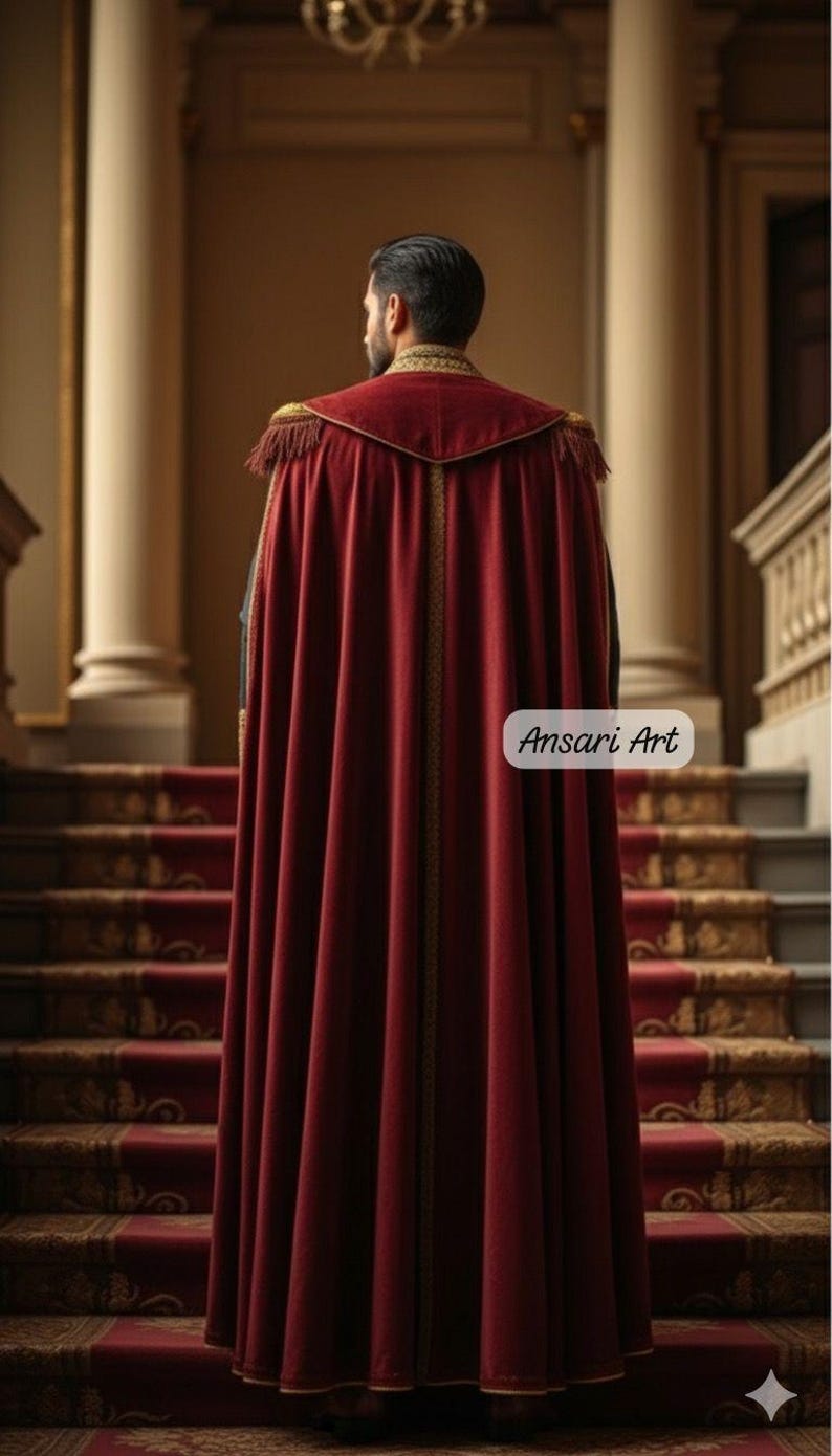 Royal Prince Costume Men, Black and Gold Embroidered Tunic, Red Velvet ...