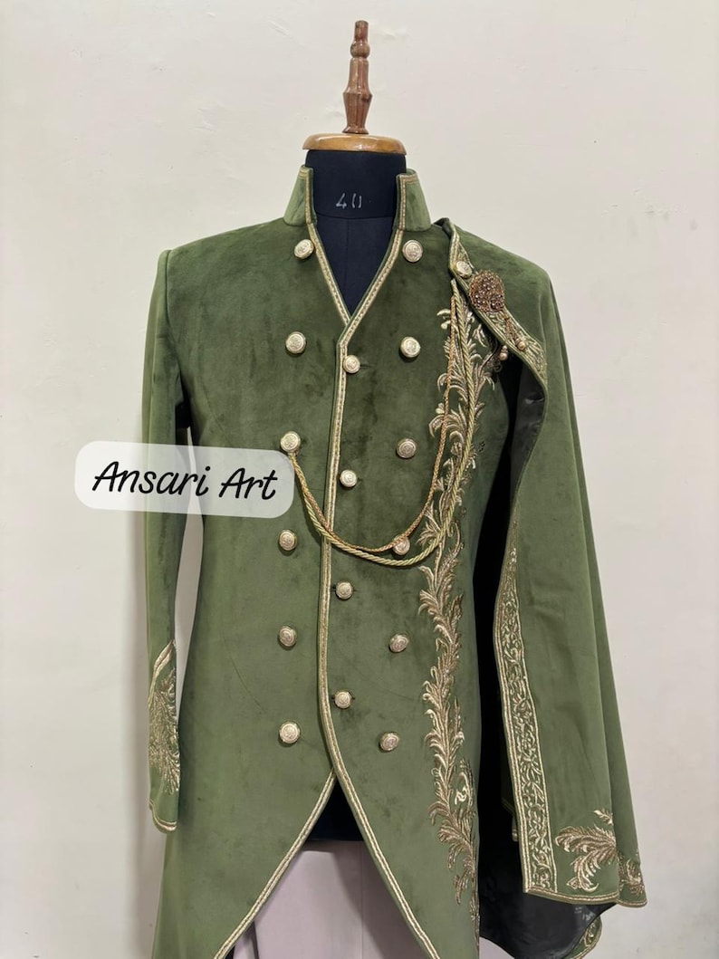 Regal Red Velvet Military Jacket, Silver Embroidered Cosplay Coat ...