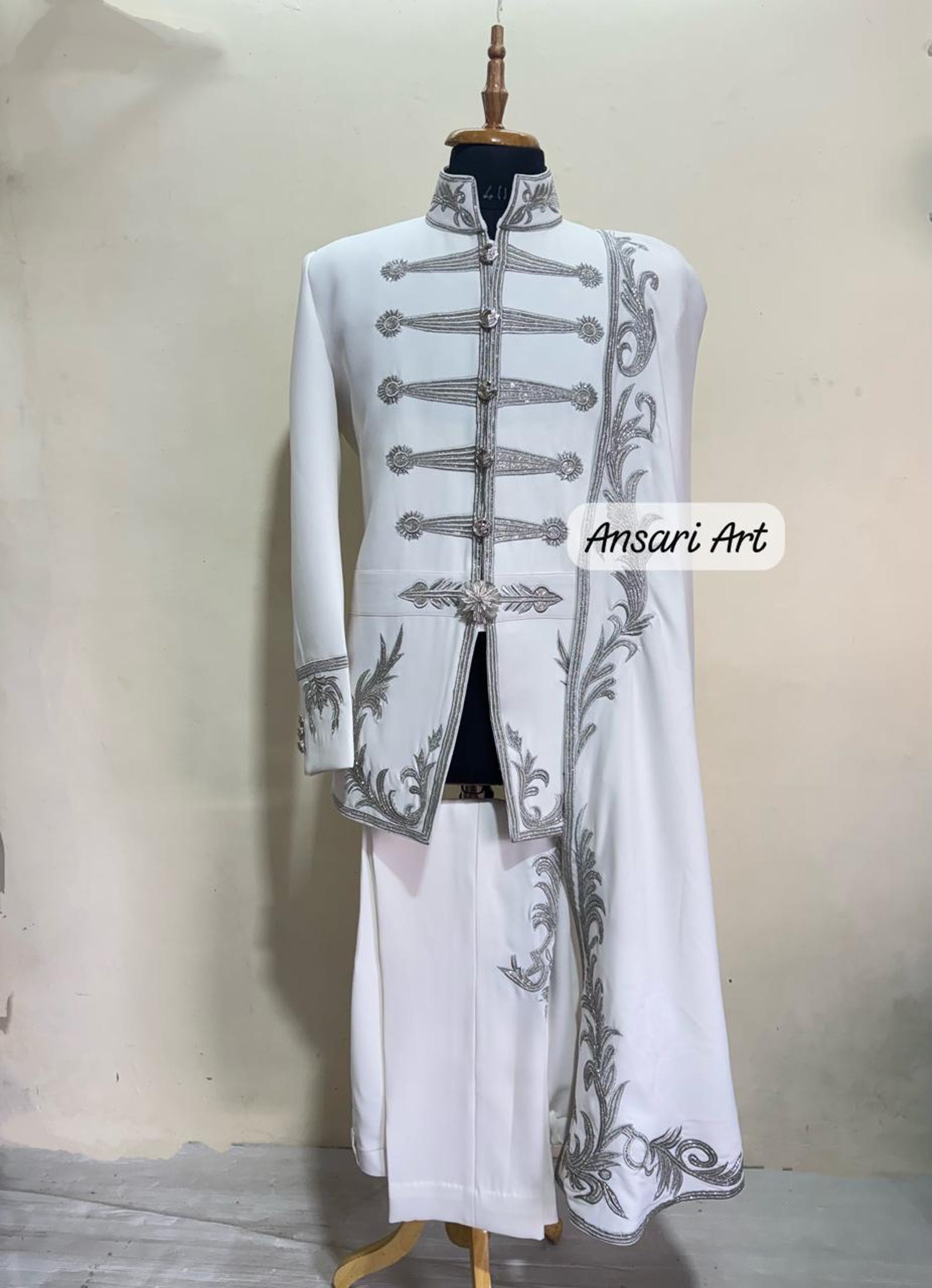 Men Gothic Prince Costume. Black Velvet Gold Embroidered Military Tunic ...