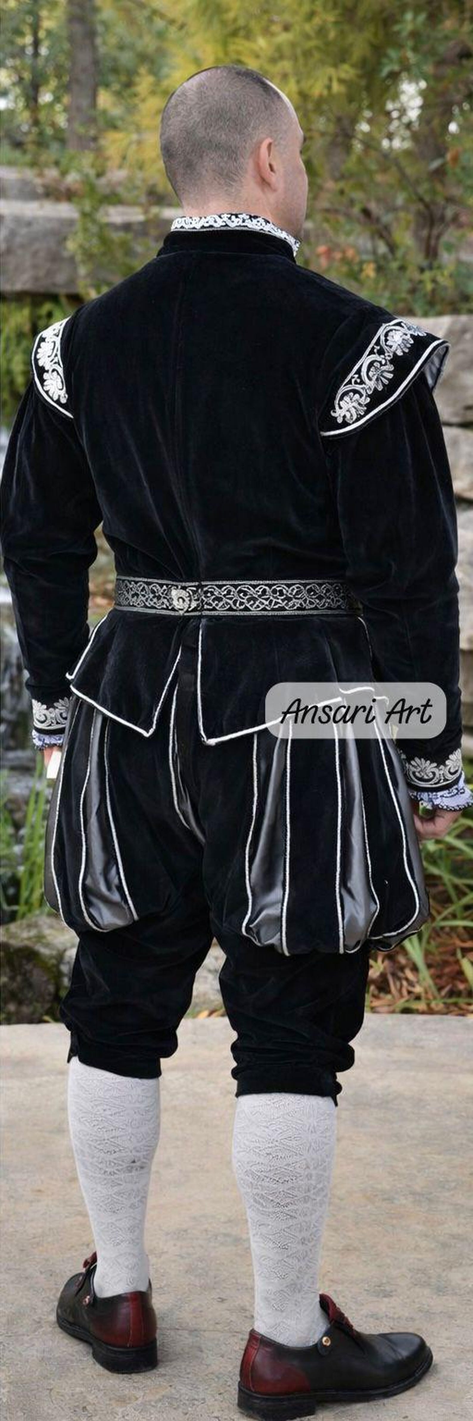 Men Renaissance Medieval Burgundy Velvet Costume | Custom Tudor Noble ...
