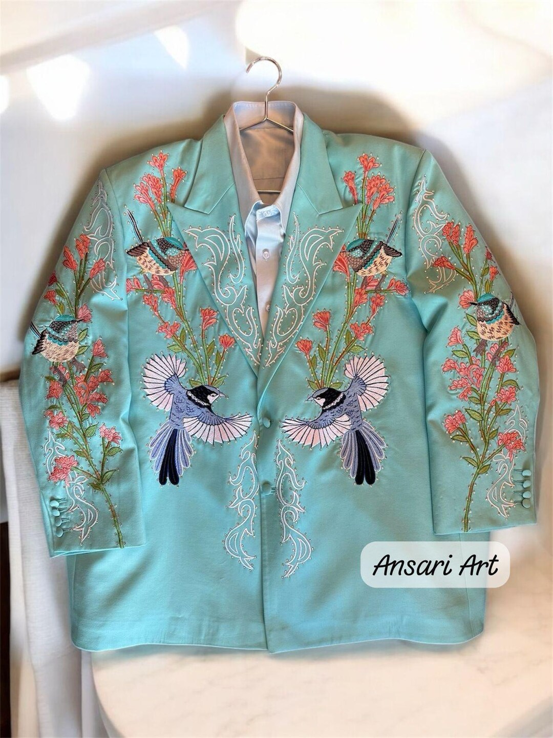 Men Sky Blue 2pc Nudie Suit Custom Embroidered Western Showstopper ...