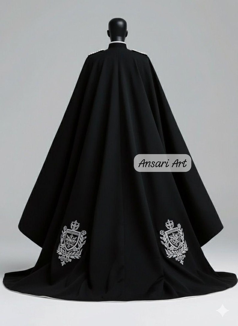 Black & White Royal Military Cape, Custom Silver Embroidered Hussar ...