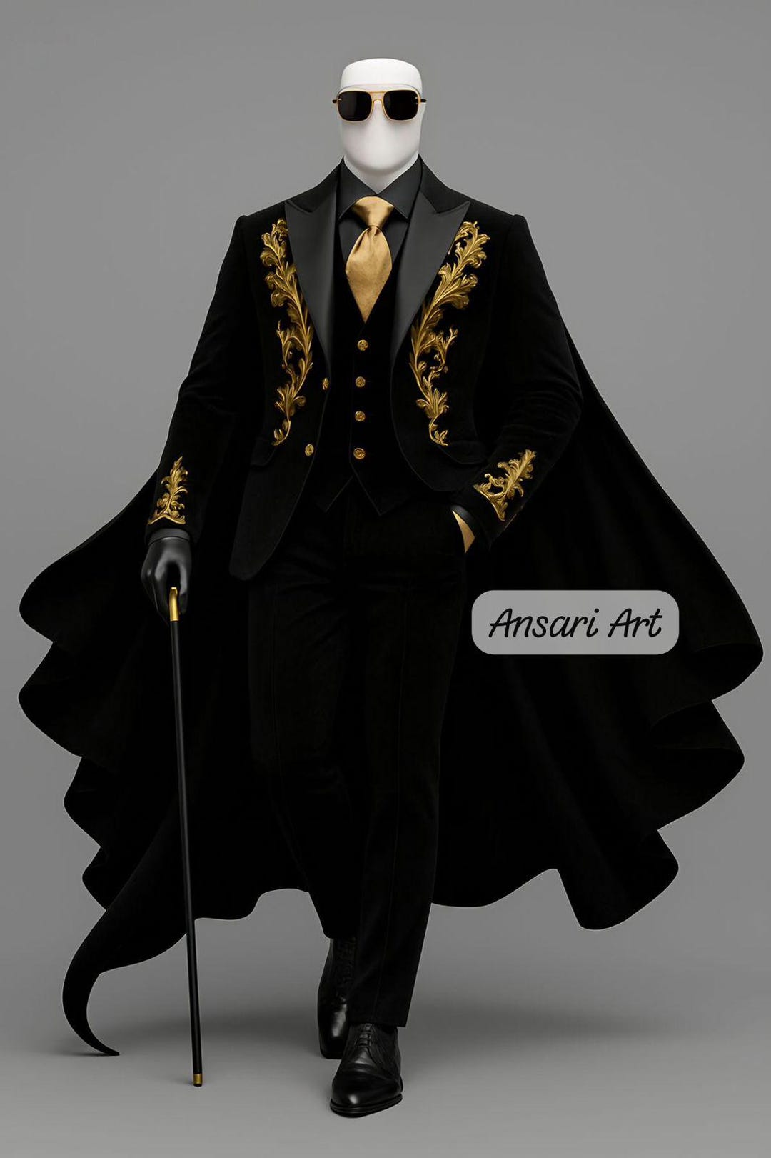 Black Velvet Cape Coat, Custom Royal Embroidered Groom Wedding Suit ...