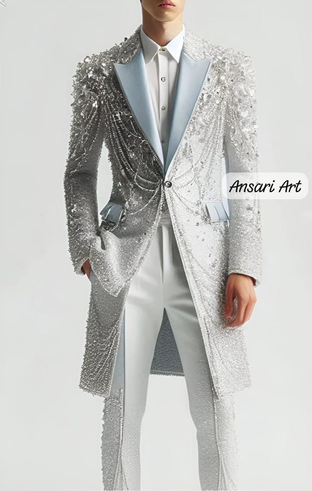 Luxury Iridescent Royal Prince Suit - Men's Holographic Wedding Tuxedo ...