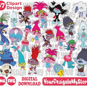 37 Bundle Clipart Trolls Png and SVG Birthday Trolls 3 Design. Birthday ...