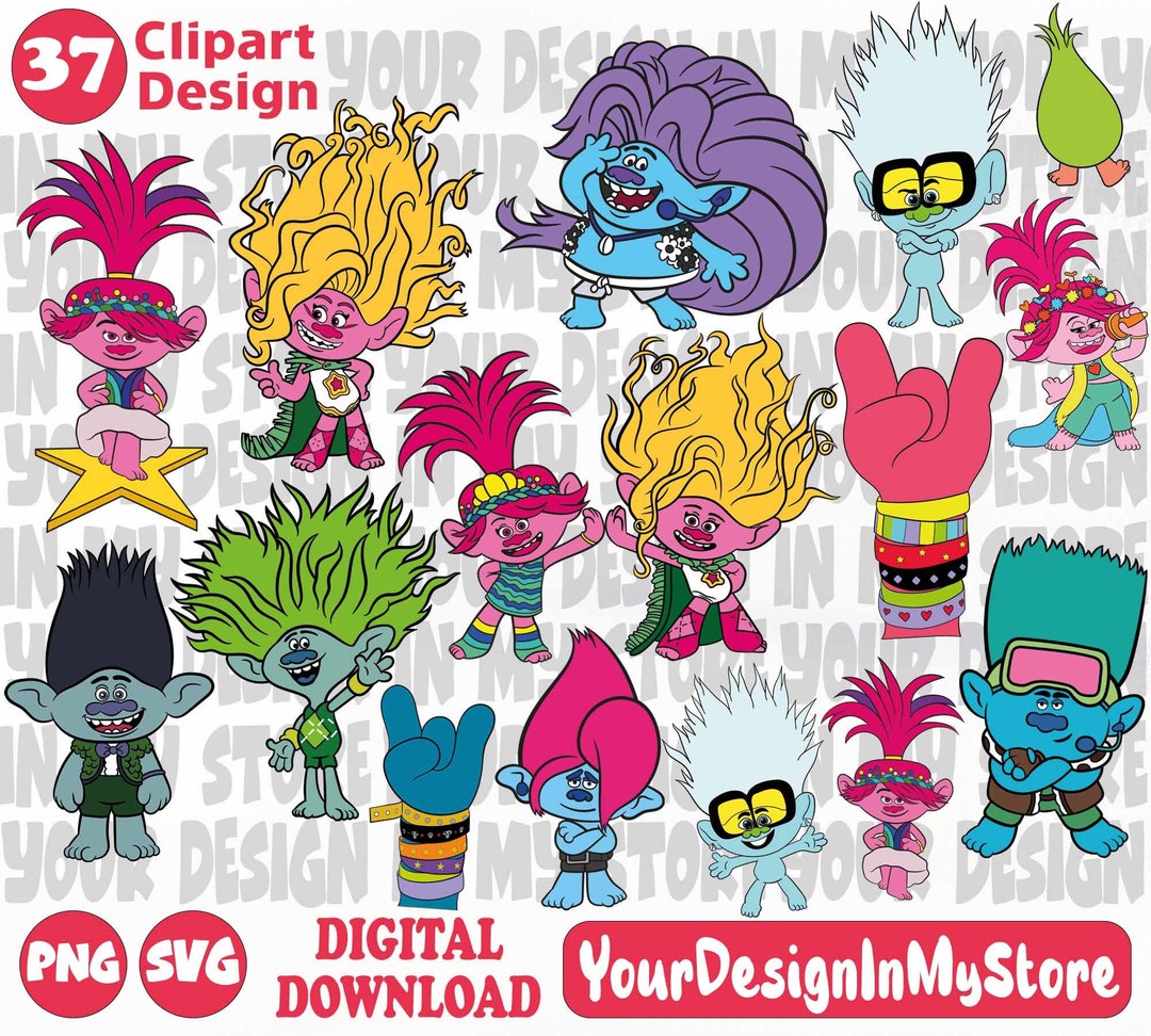 37 Bundle Clipart Trolls Png and SVG Birthday Trolls 3 Design. Birthday ...